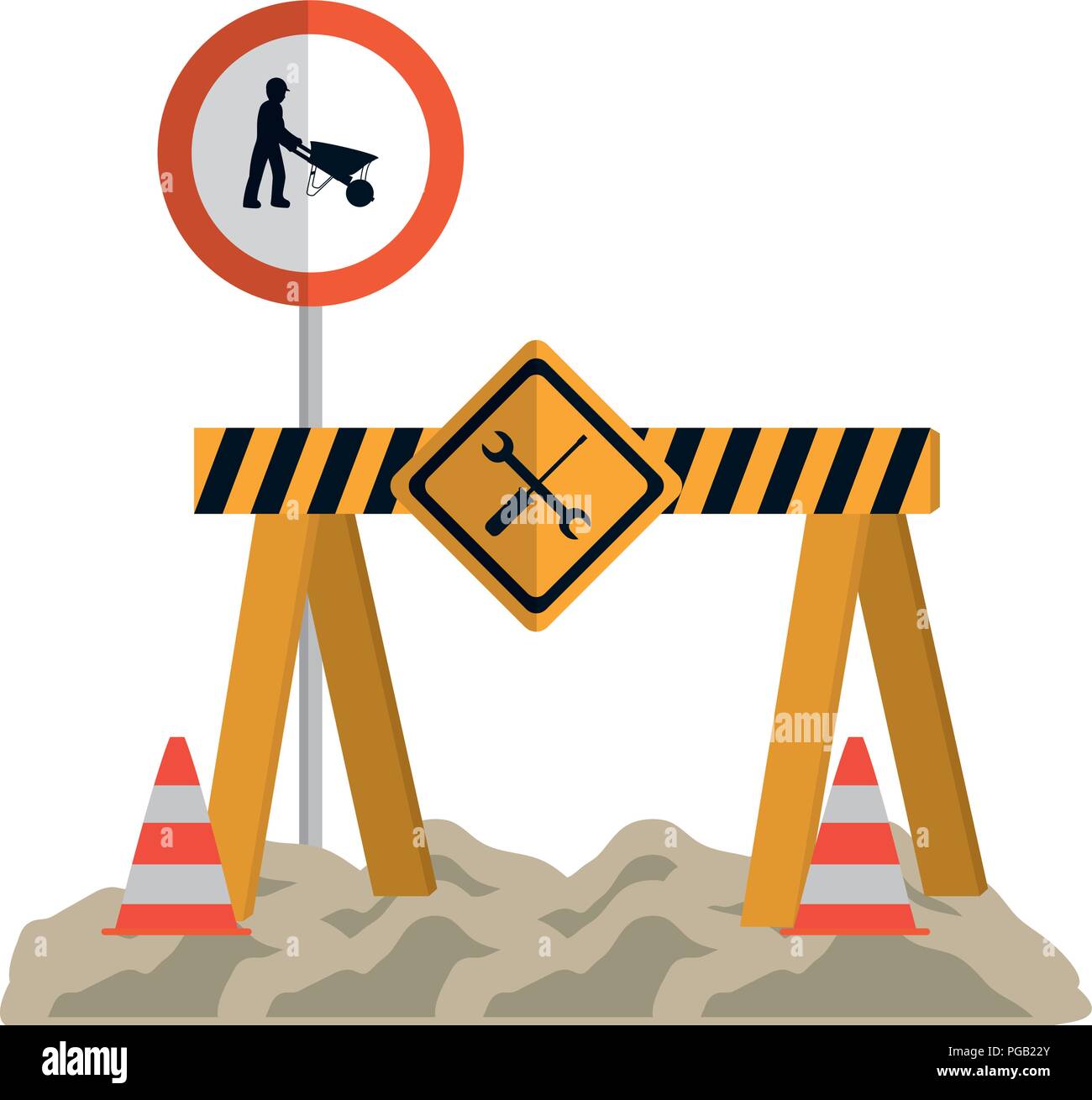 caution barrer with repair symbol and emblem Stock Vector Image & Art ...