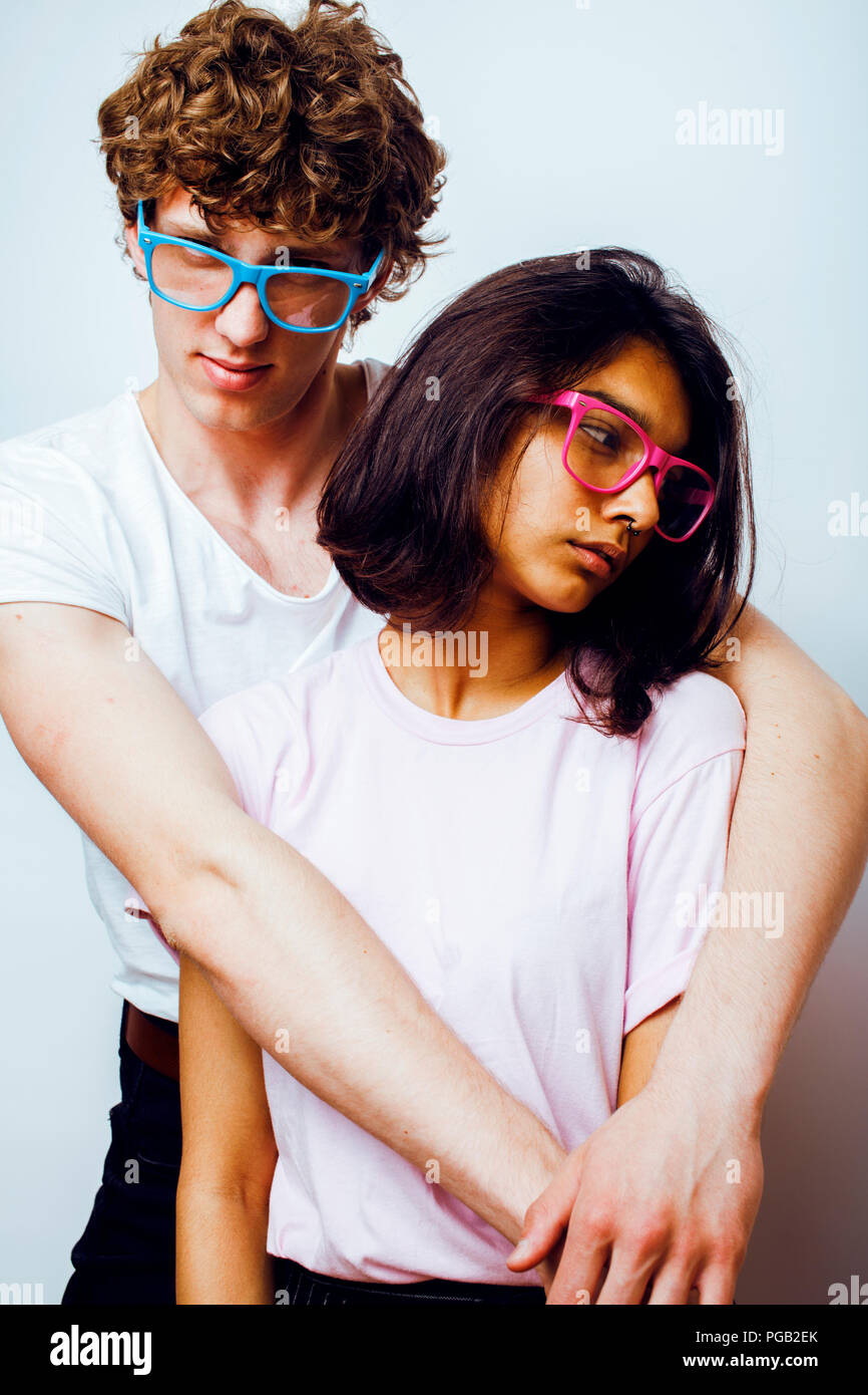 young couple of mixed races girlfriend and boyfriend having fun Stock ...