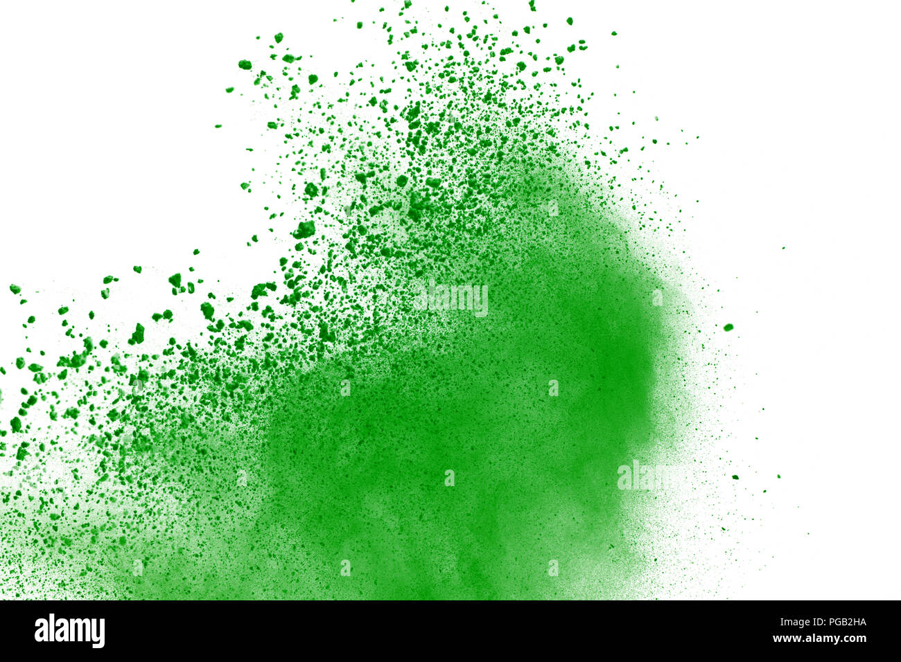 Freeze motion of Green powder exploding on white background Stock Photo ...