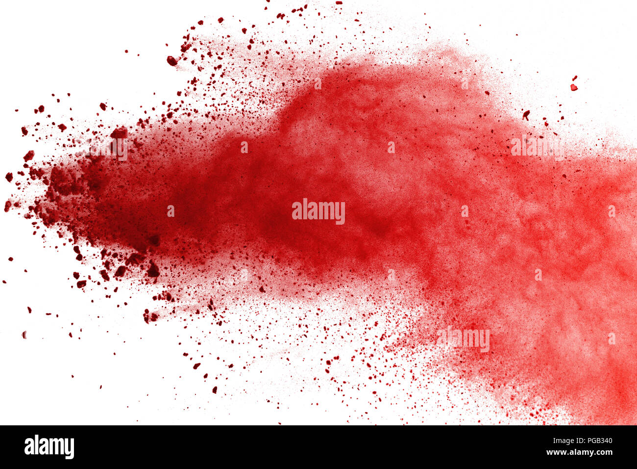 Abstract red powder explosion on white background. abstract red dust ...