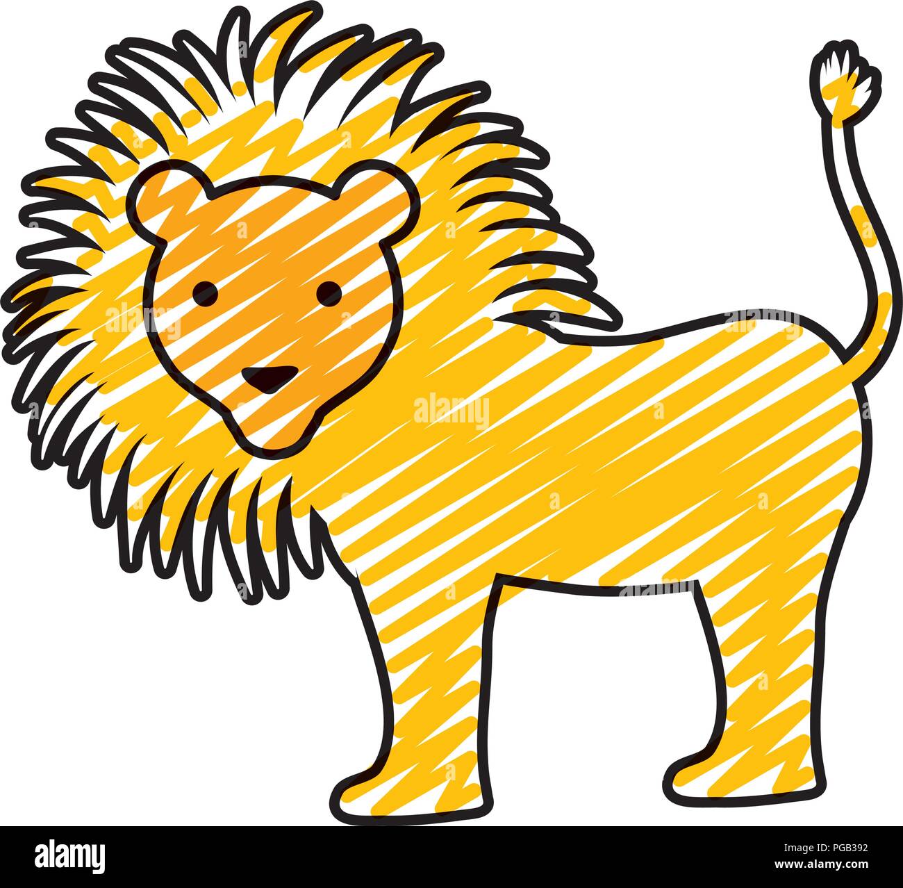 doodle male lion wild animal Stock Vector Image & Art - Alamy