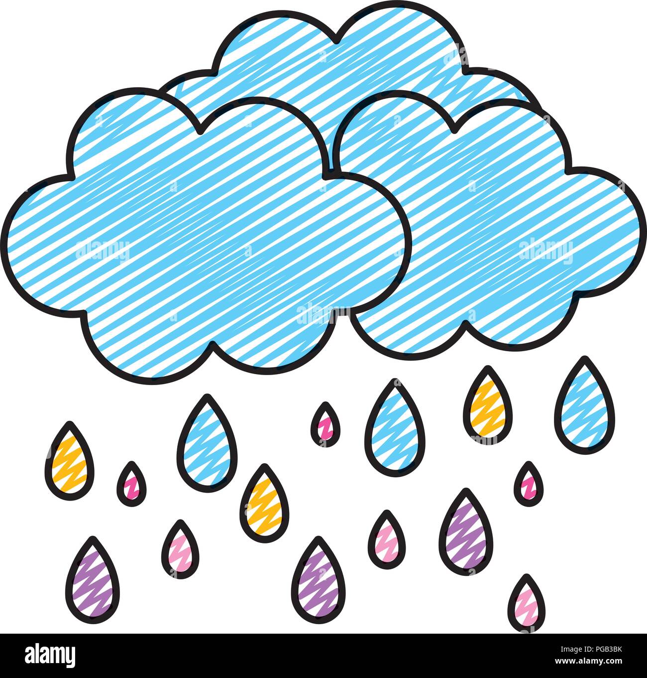 doodle nature fluffy cloud raining weather Stock Vector Image & Art - Alamy