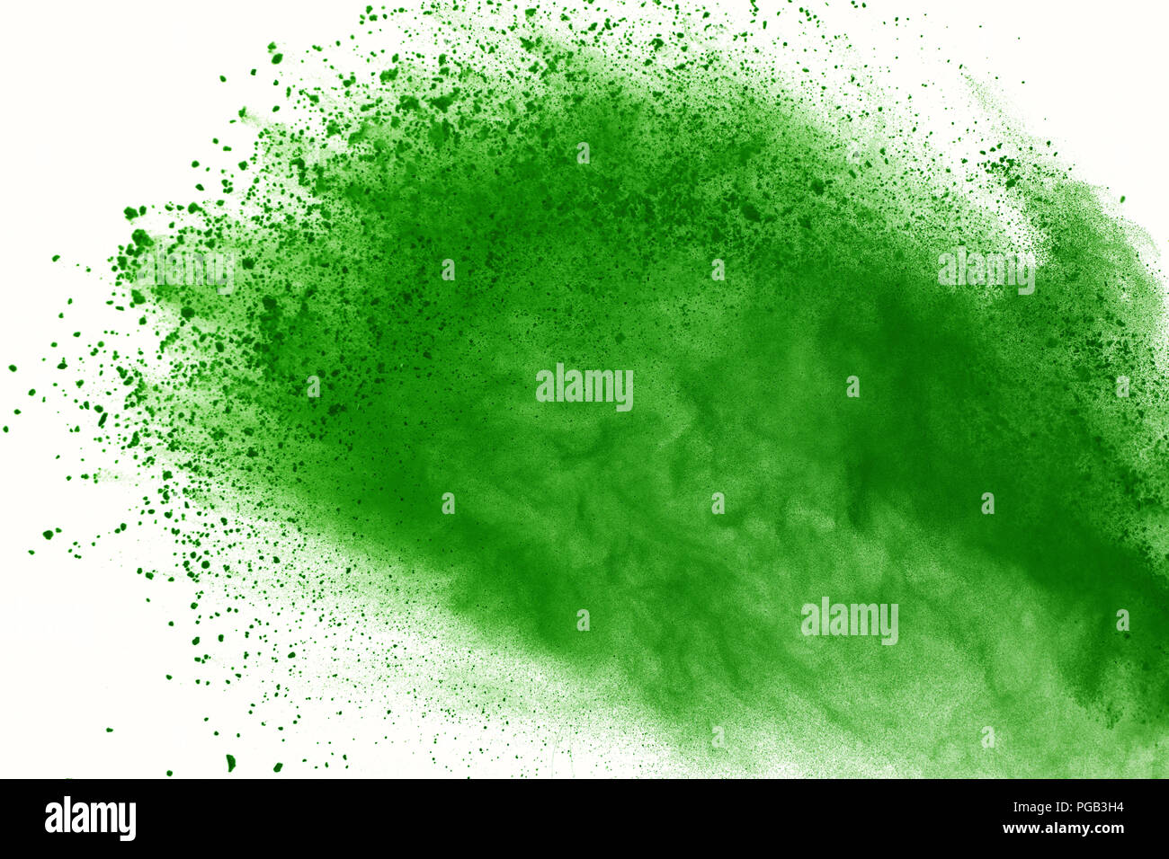 Freeze motion of Green powder exploding on white background Stock Photo ...
