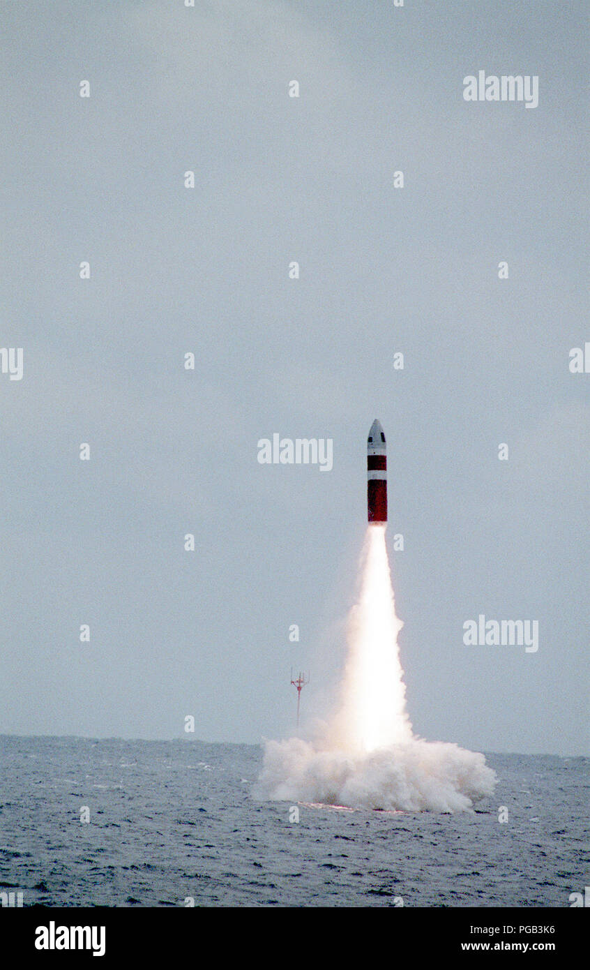 A Poseidon C-3 (UGM-73A) missile is launched from the nuclear-powered ...