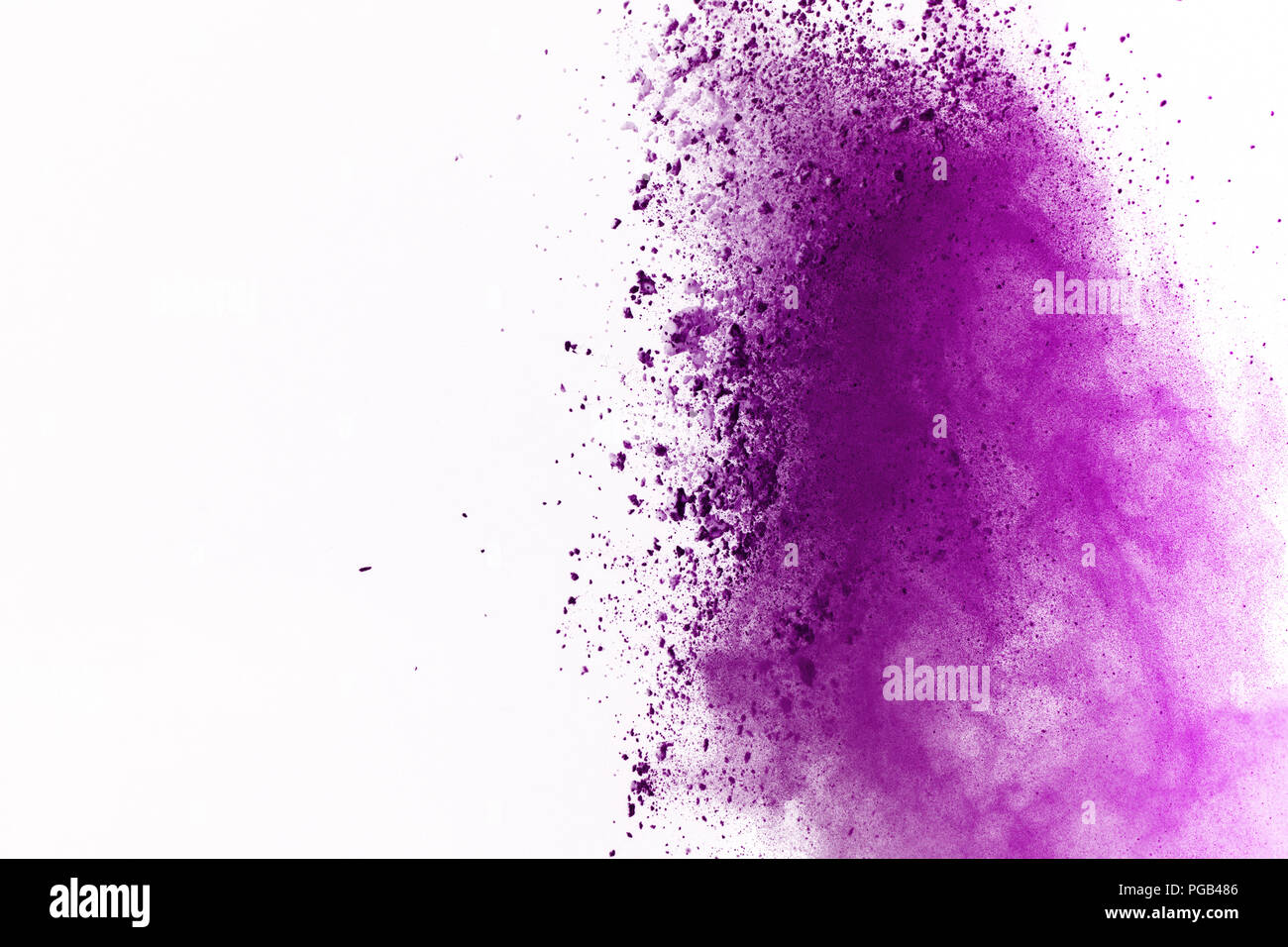Abstract purple powder explosion on white background. abstract colored ...