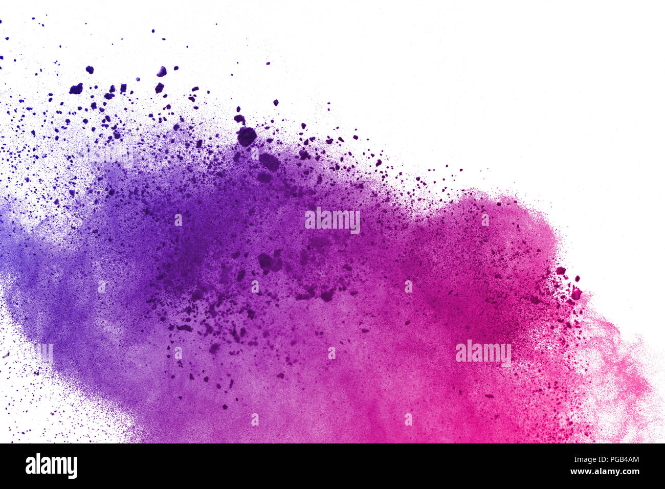 colored powder explosion on white background. Multicolor powder ...