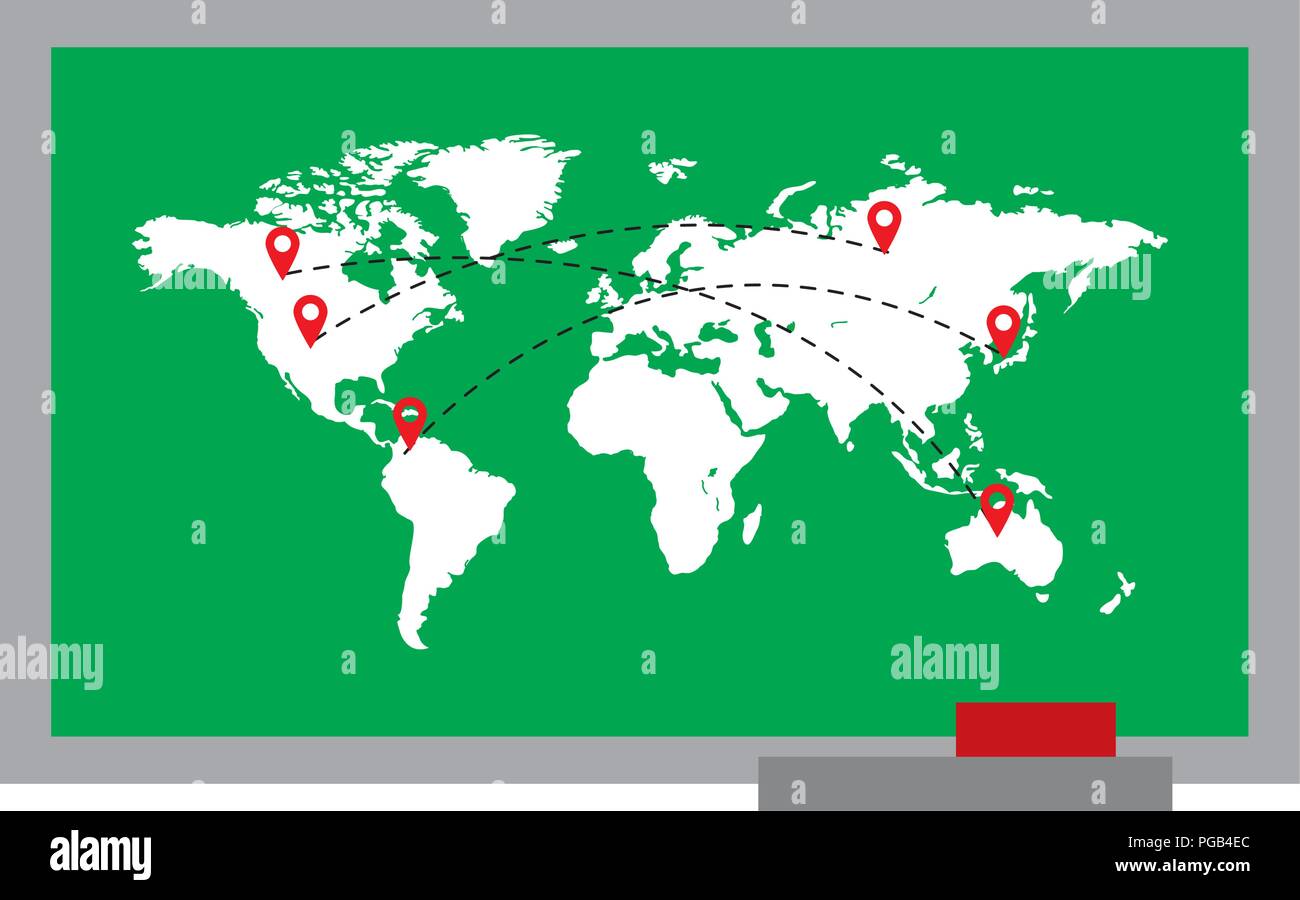 global map with locations symbols destinations Stock Vector Image & Art ...