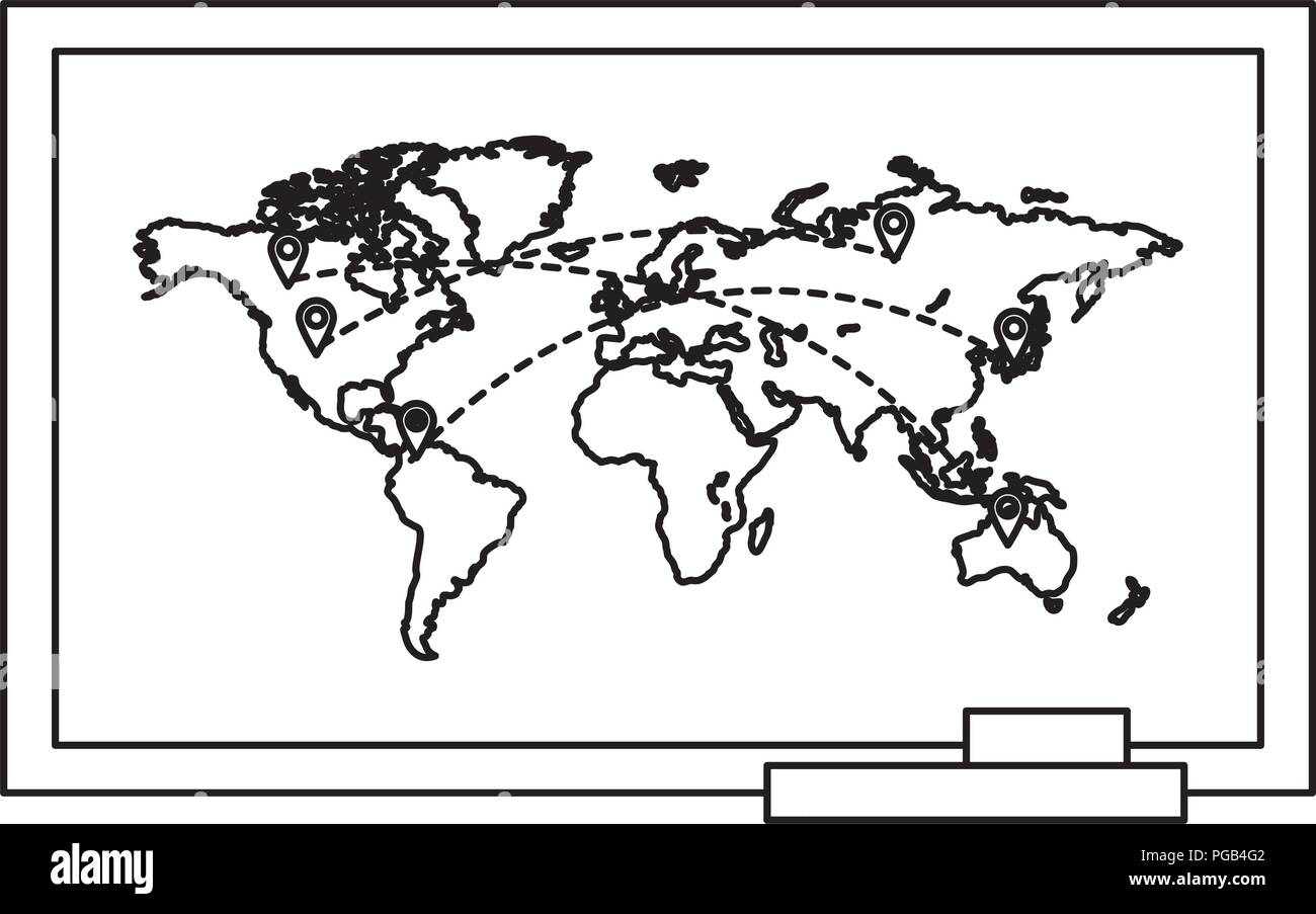 line global map with locations symbols destinations Stock Vector Image ...