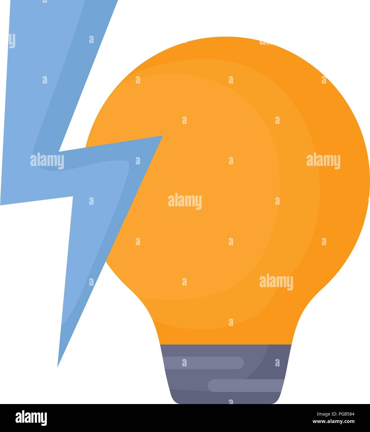 light bulb and thunder over white background, vector illustration Stock ...