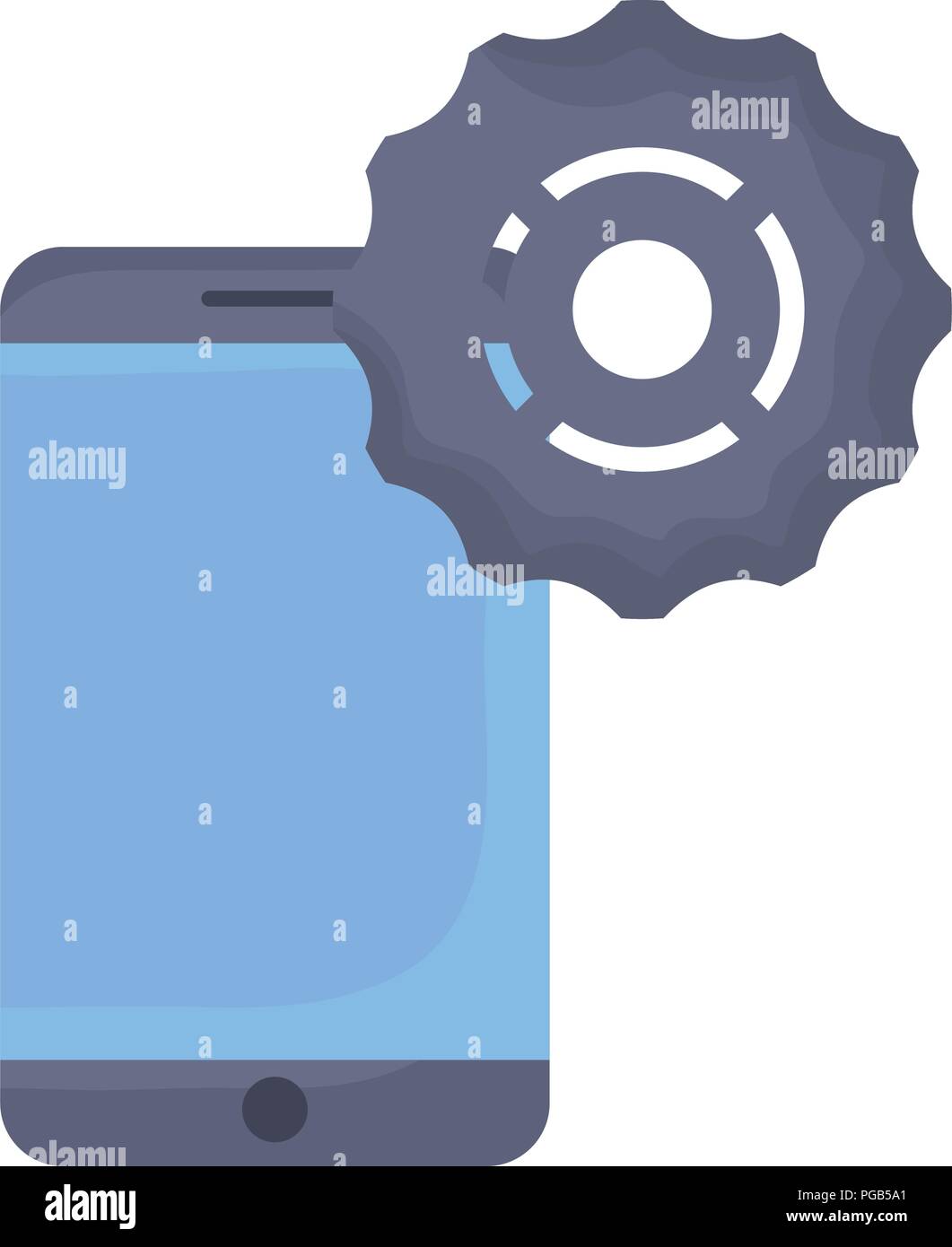 cellphone and gear wheel icon over white background, vector ...