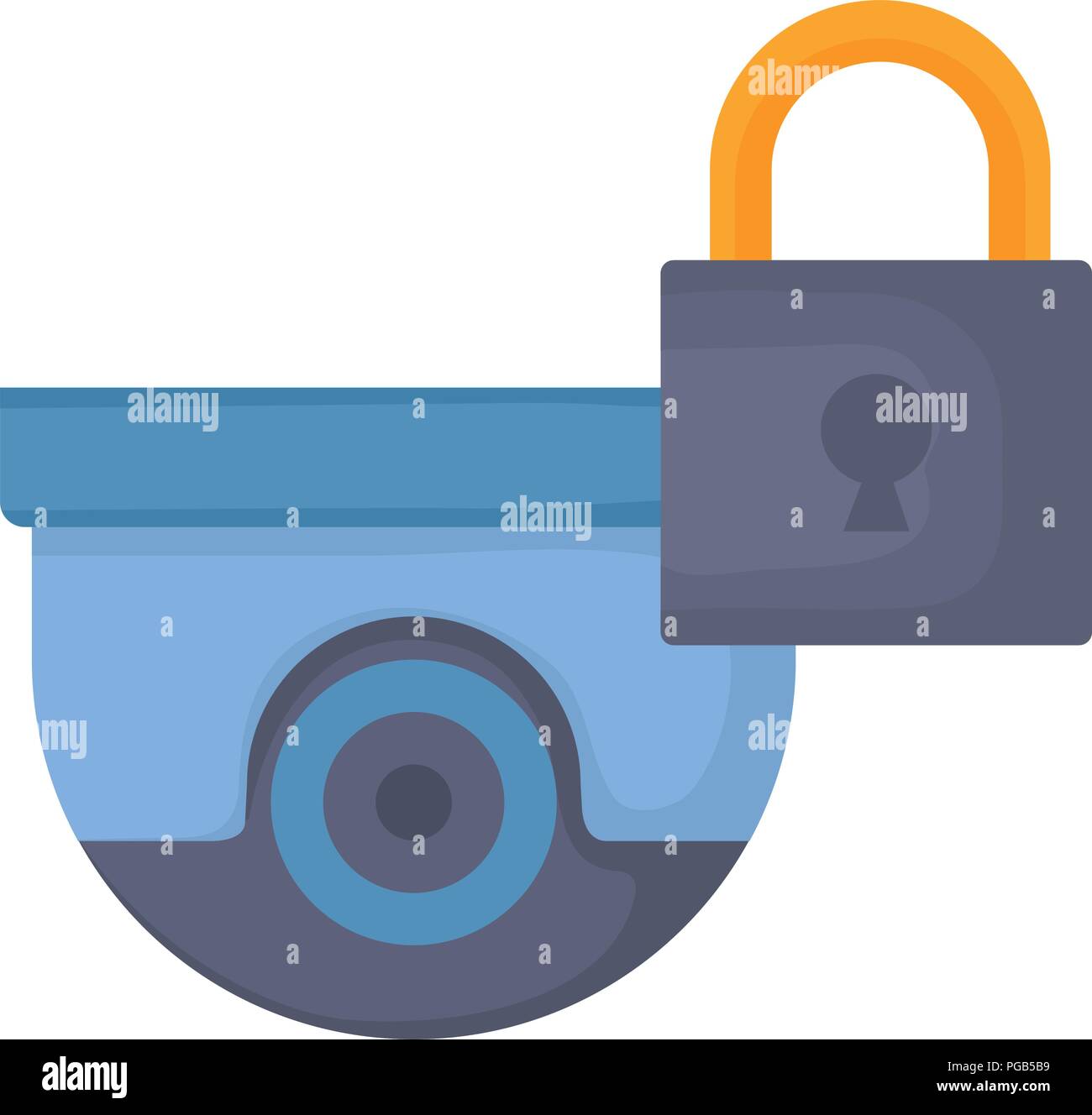 padlock and security camera icon over white background, vector ...