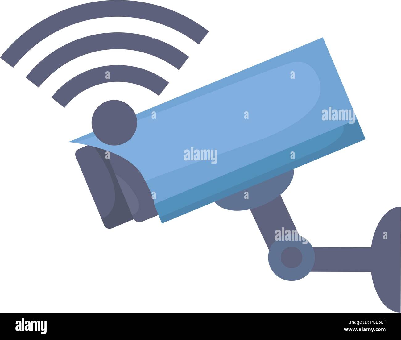 wifi symbol and surveillance camera icon over white background, vector ...