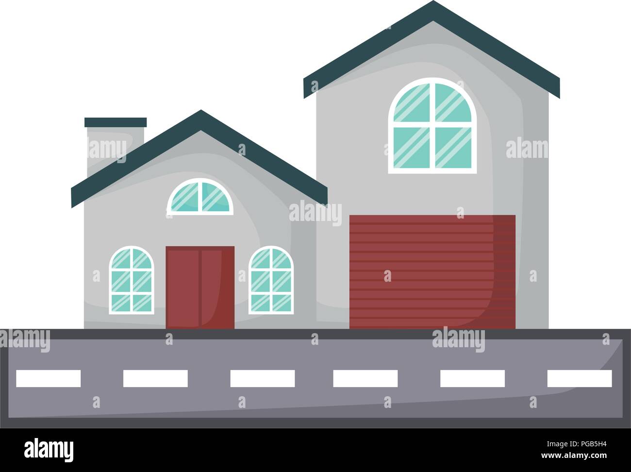 modern house and road over white background, vector illustration Stock ...
