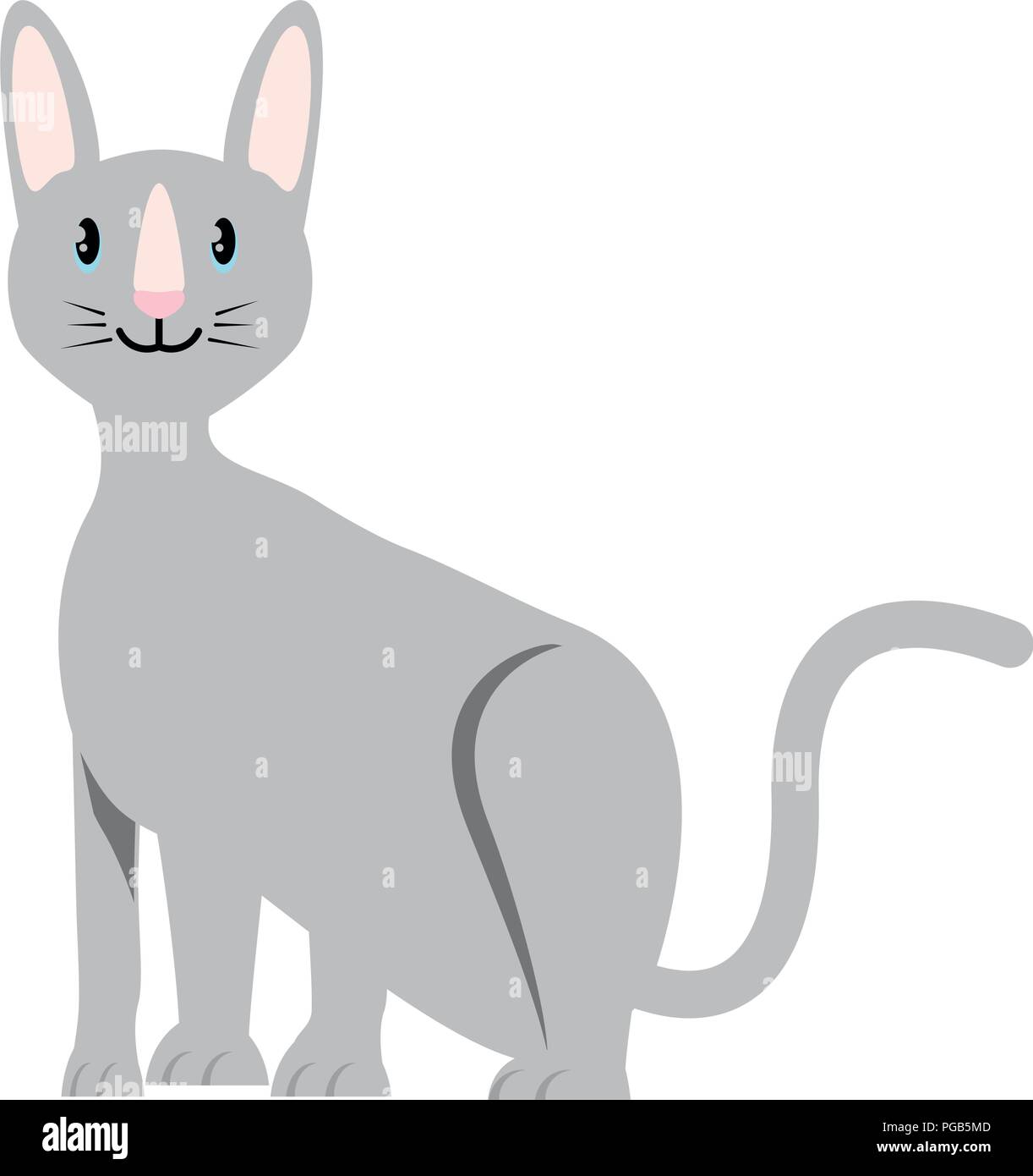 Cute Cat Icon Over White Background Vector Illustration Stock Vector