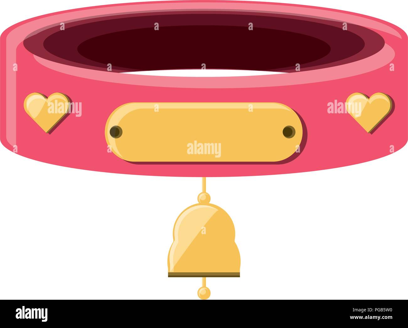cat collar with bell hanging over white background, vector illustration ...