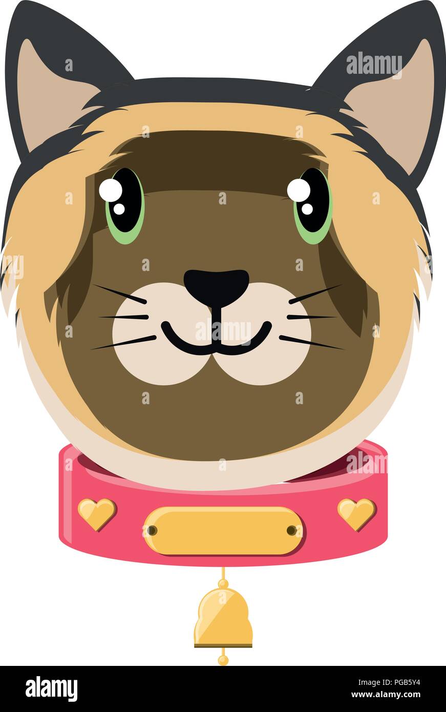 cute cat with collar over white background, vector illustration Stock ...