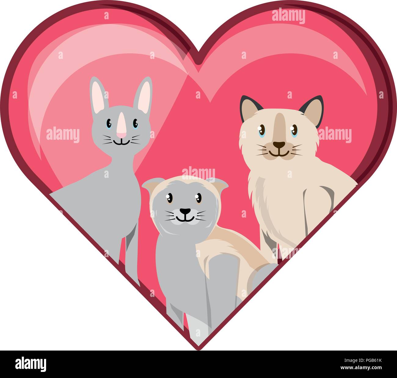 heart with cute cats over white background, colorful design. vector ...