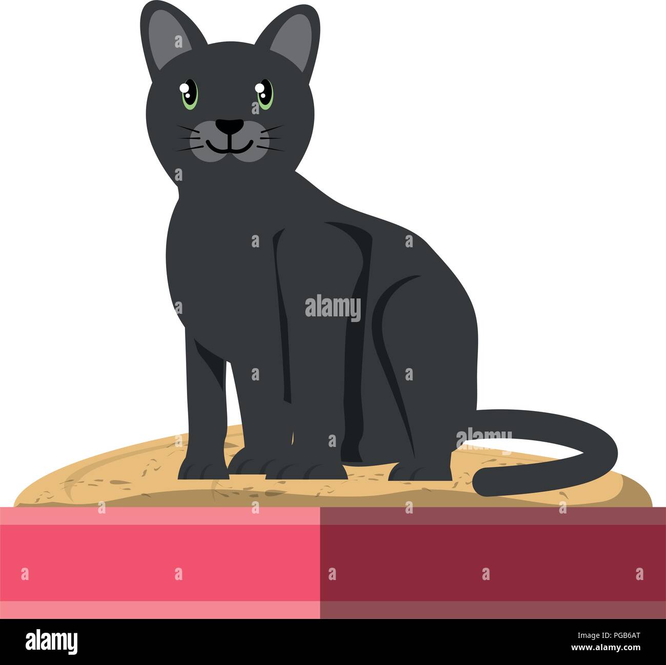 cute kitty in a littler box over white background, colorful design ...