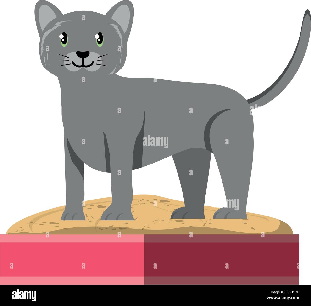 cute kitty in a littler box over white background, colorful design ...