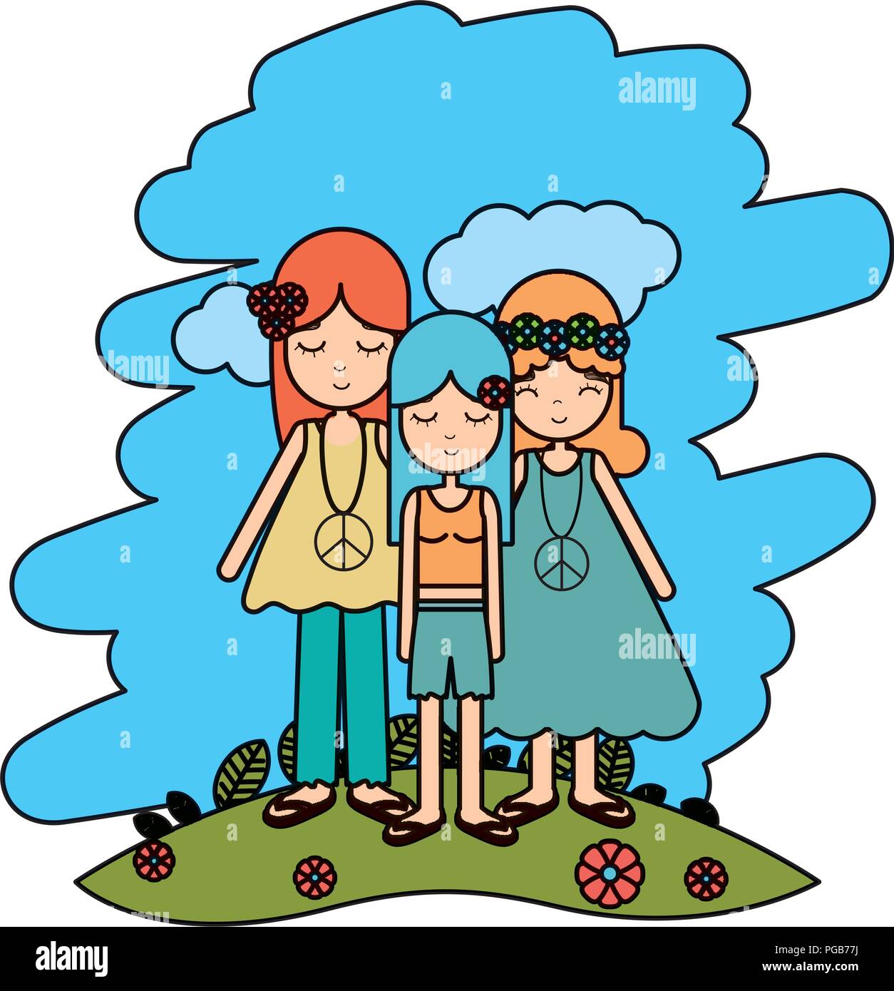 color beauty women friends and peace and love Stock Vector Image & Art ...