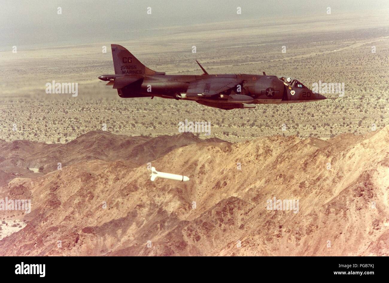 AV-8A Harrier of VMA-231 drops Rockeye bomb in 1979 Stock Photo - Alamy