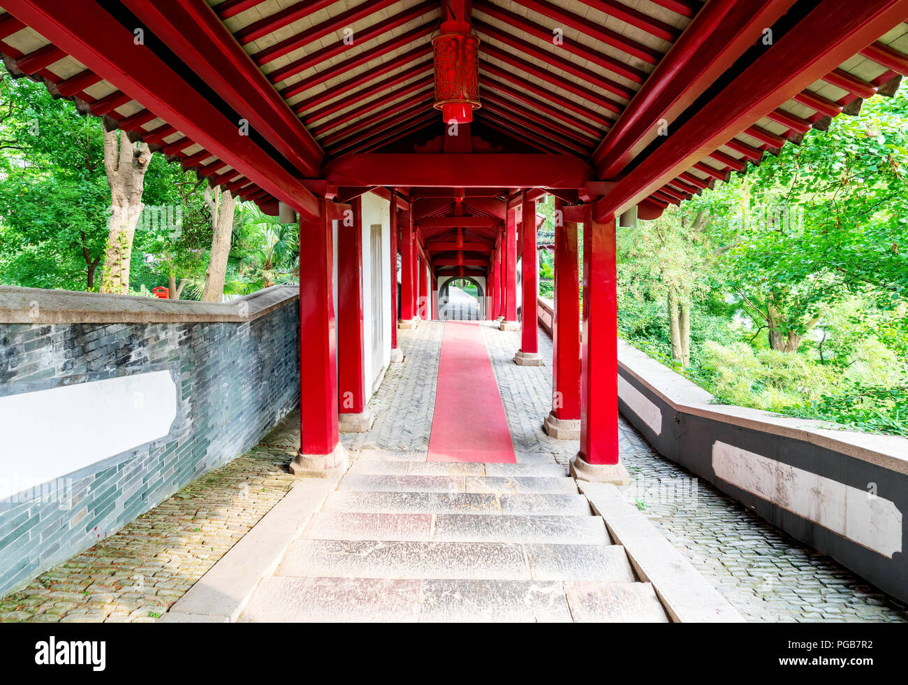 Chinese traditional classical architecture built on the hillside ...
