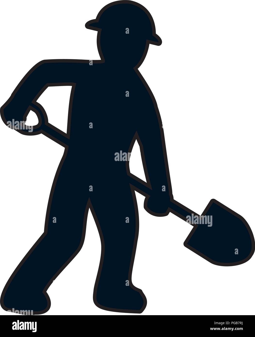 color pictogram laborer with shovel equipment maintenance Stock Vector ...