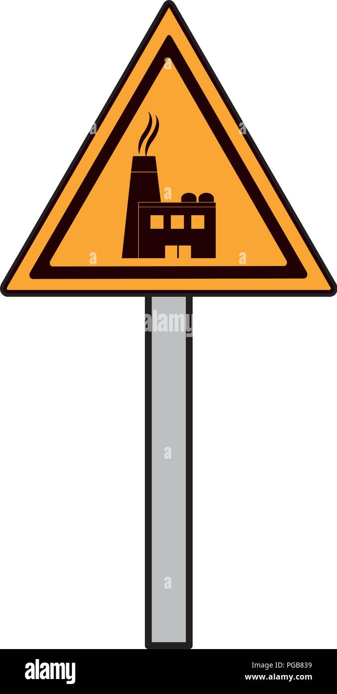 color triangle caution emblem factory pollution Stock Vector Image ...
