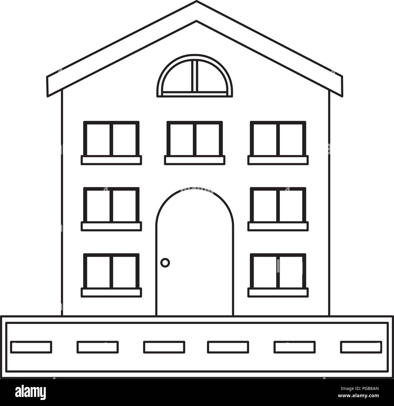 modern house and road over white background, vector illustration Stock ...
