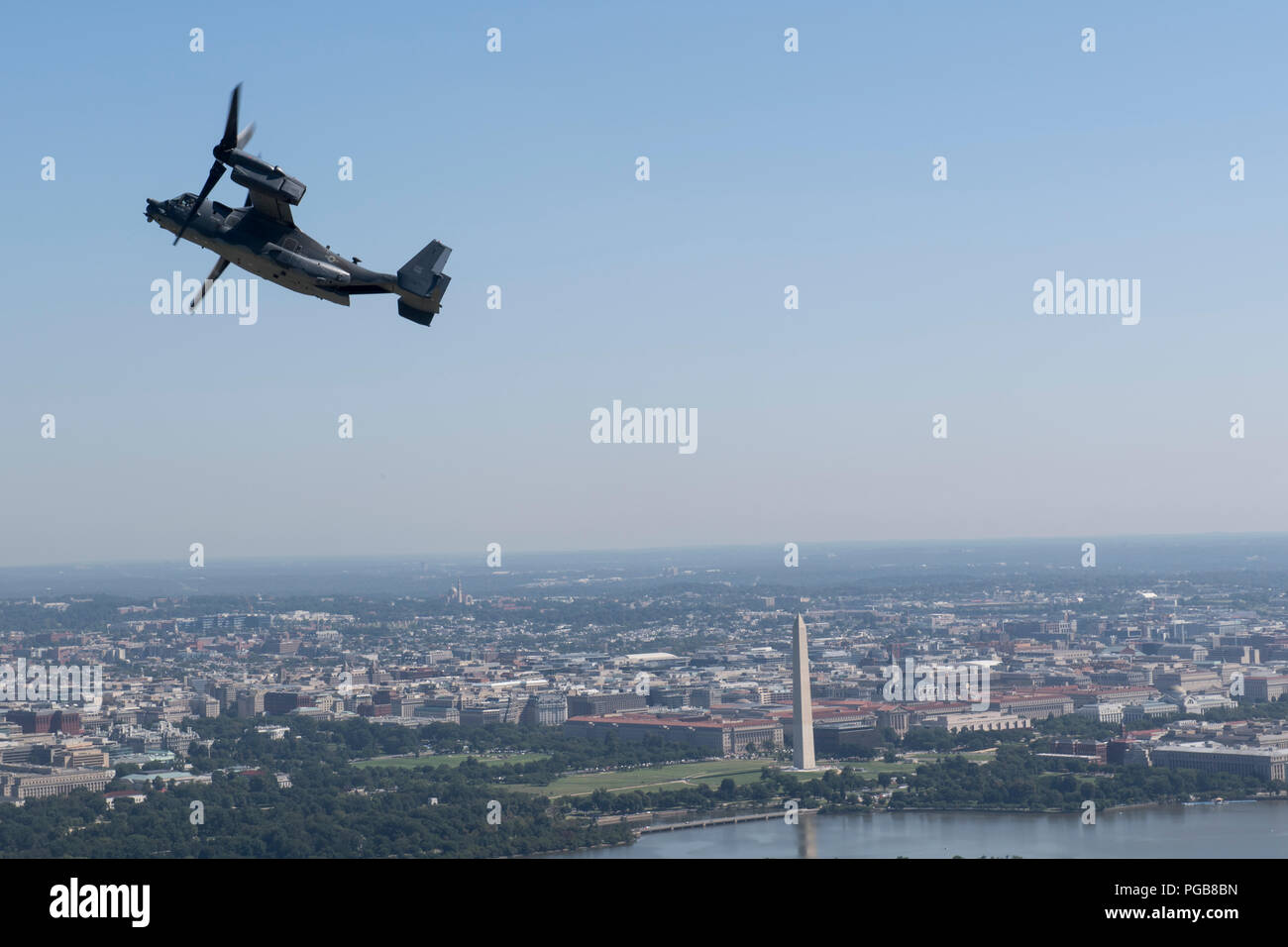An AC-130U Spooky gunship, MC-130H Combat Talon II and two CV-22 Osprey ...