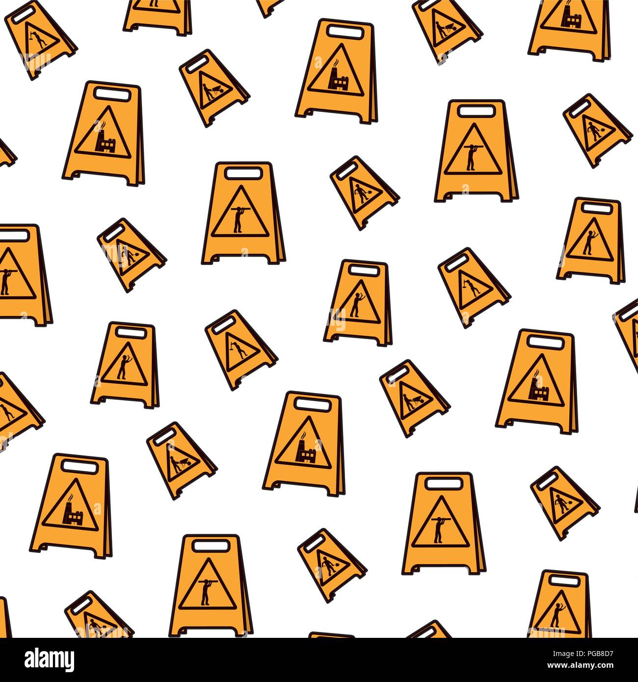 color plastic caution emblem to industry maintenance background Stock ...