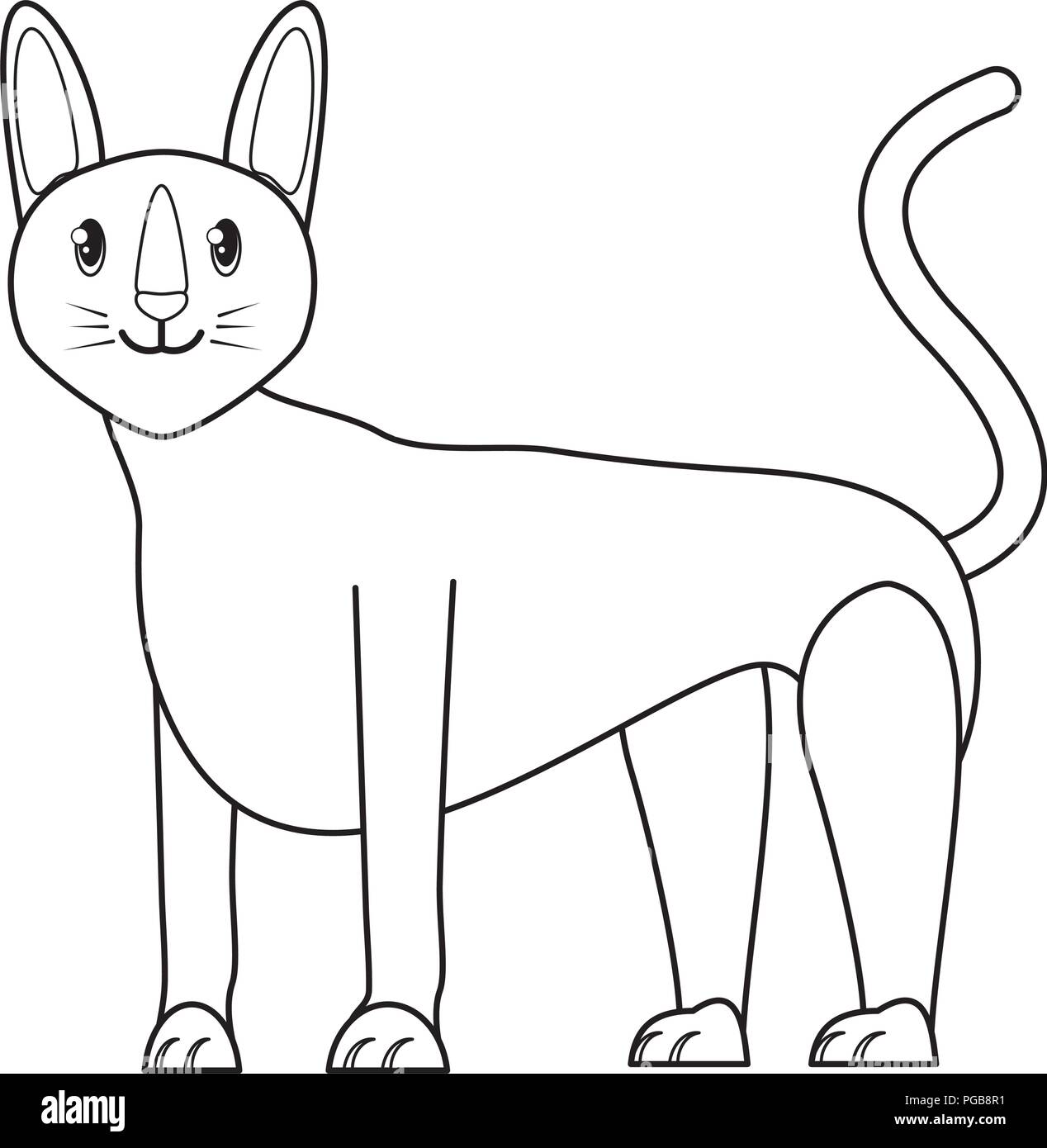 Cute Cat Icon Over White Background Vector Illustration Stock Vector