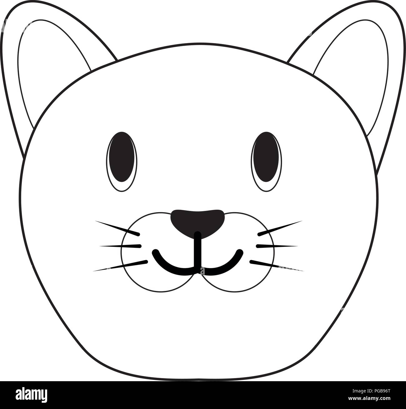Cute Cat Icon Over White Background Vector Illustration Stock Vector