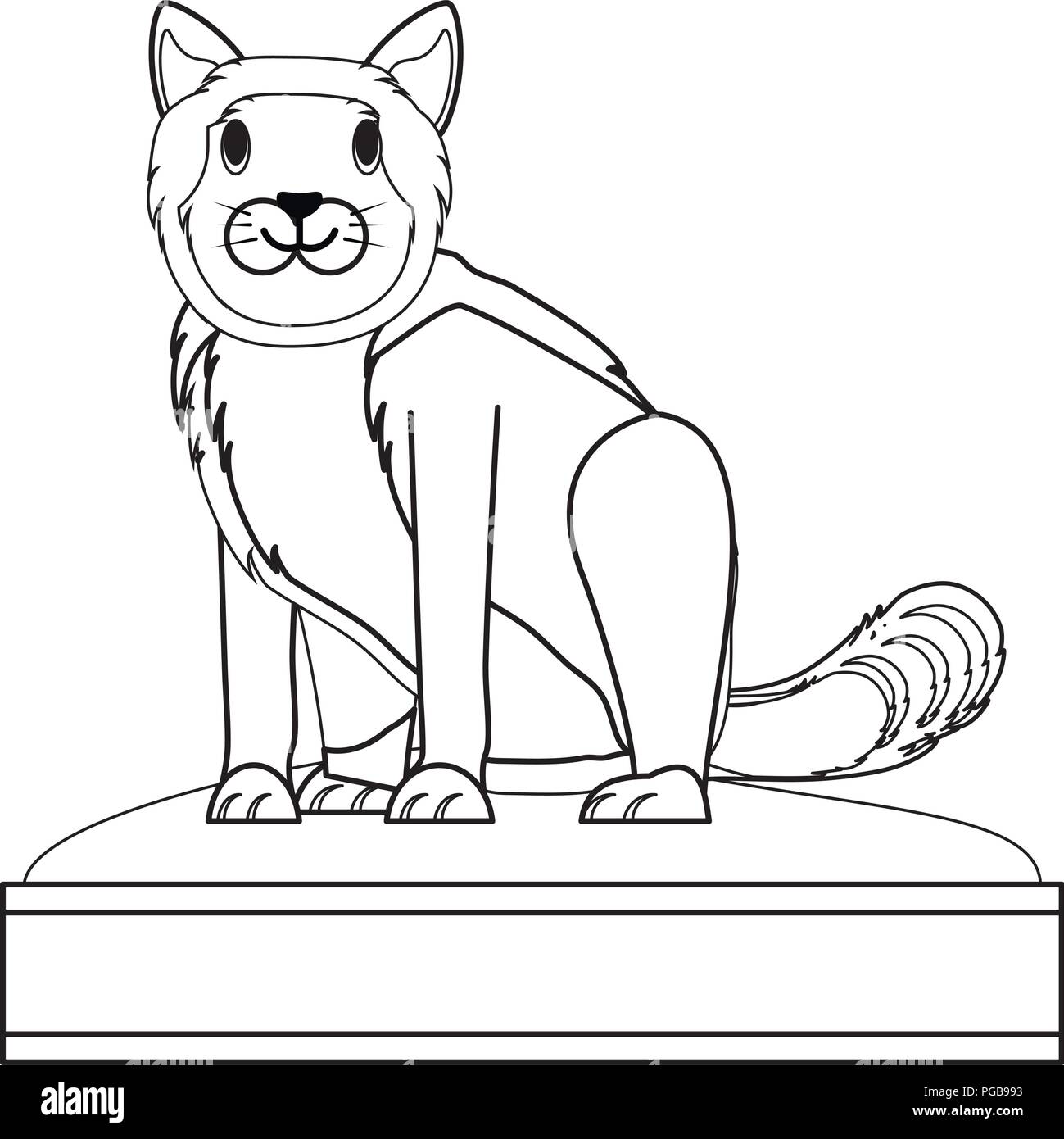 cute kitty in a littler box over white background, vector illustration ...