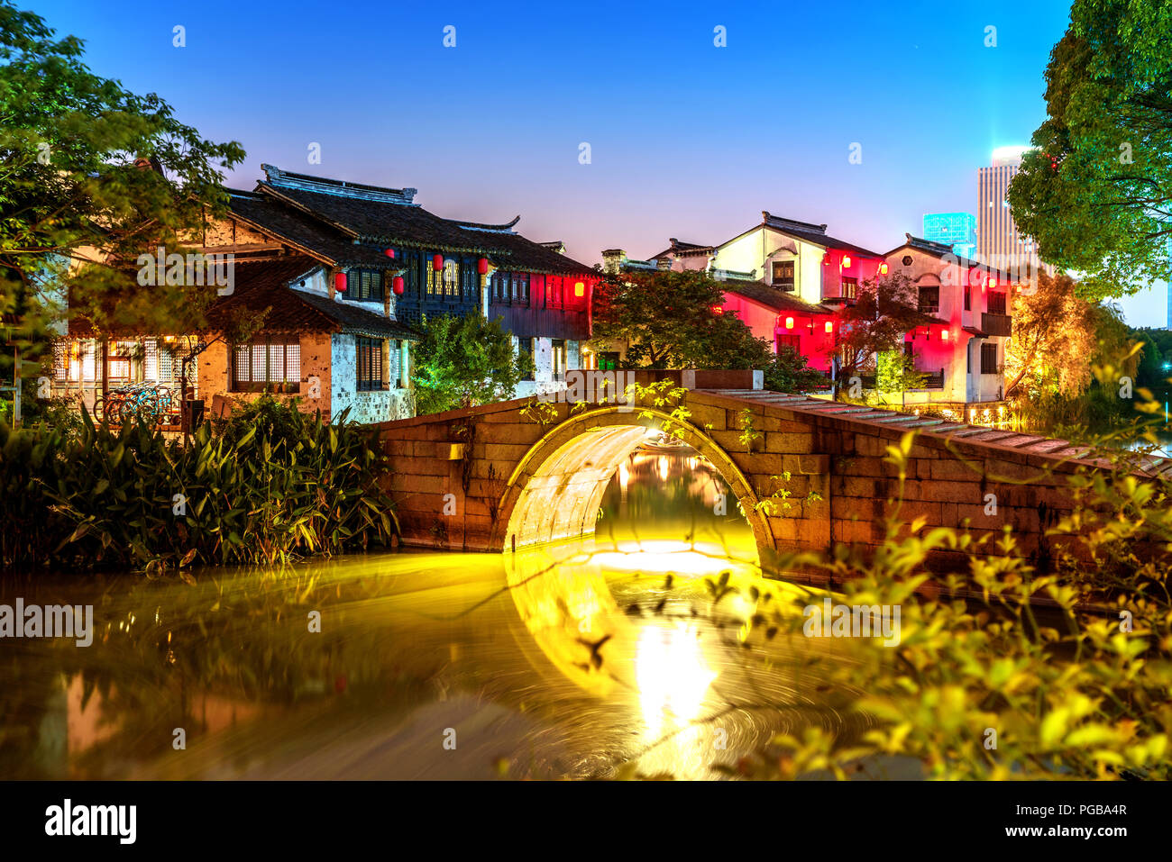 Wuxi night scene, famous water town in China Stock Photo - Alamy