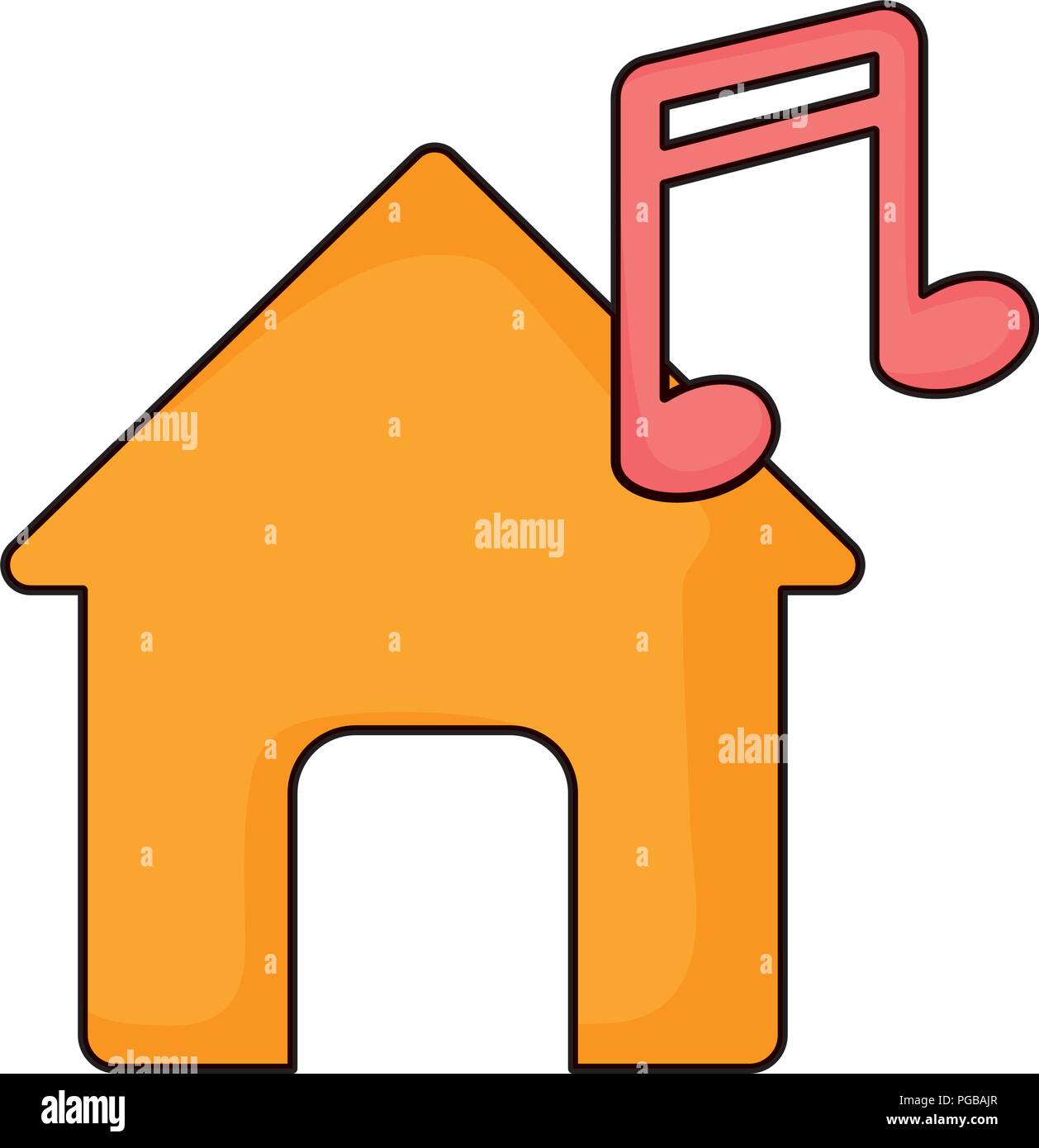house and musical note over white background, vector illustration Stock ...
