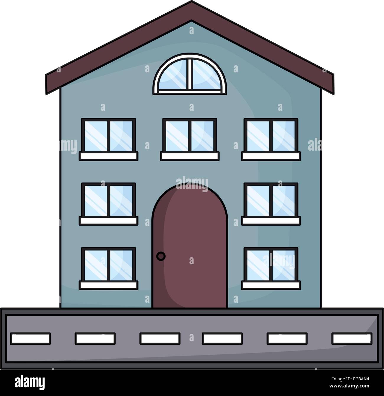 modern house and road over white background, vector illustration Stock ...