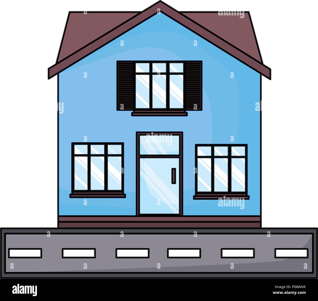 road and house icon over white background, vector illustration Stock ...