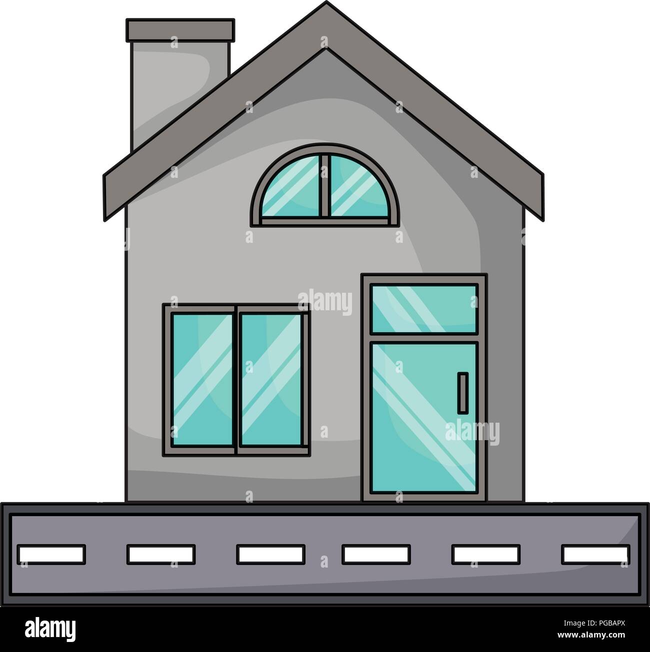 modern house and road over white background, vector illustration Stock ...