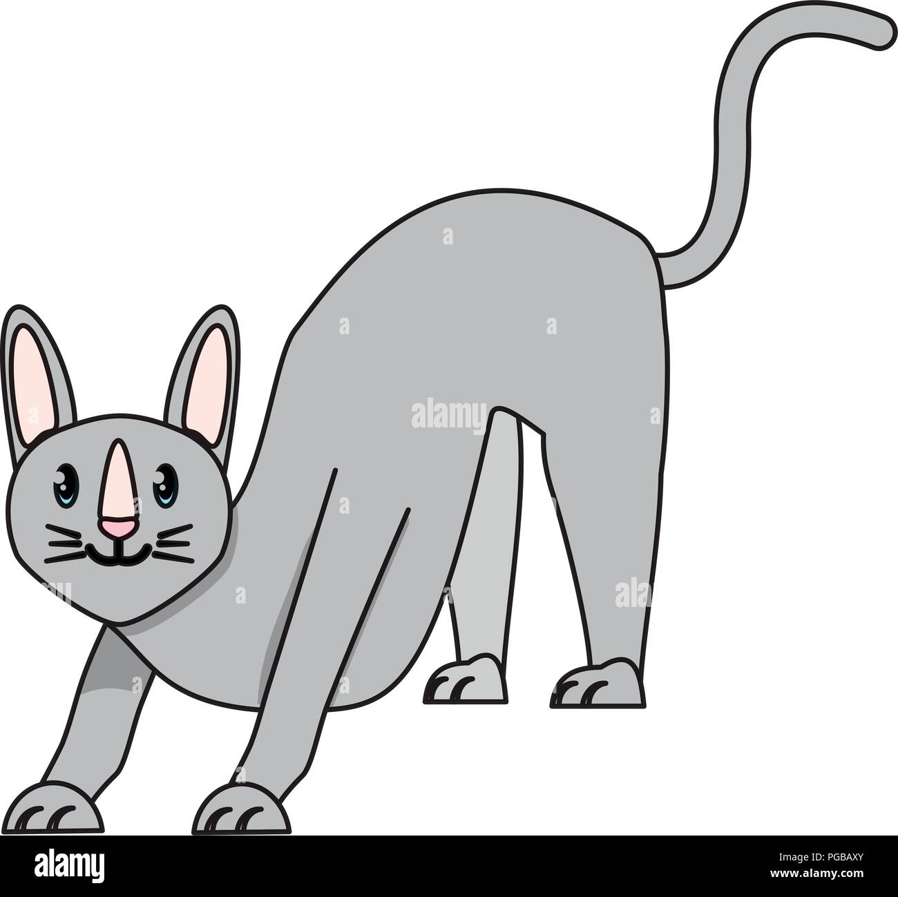 Cute Cat Icon Over White Background Vector Illustration Stock Vector