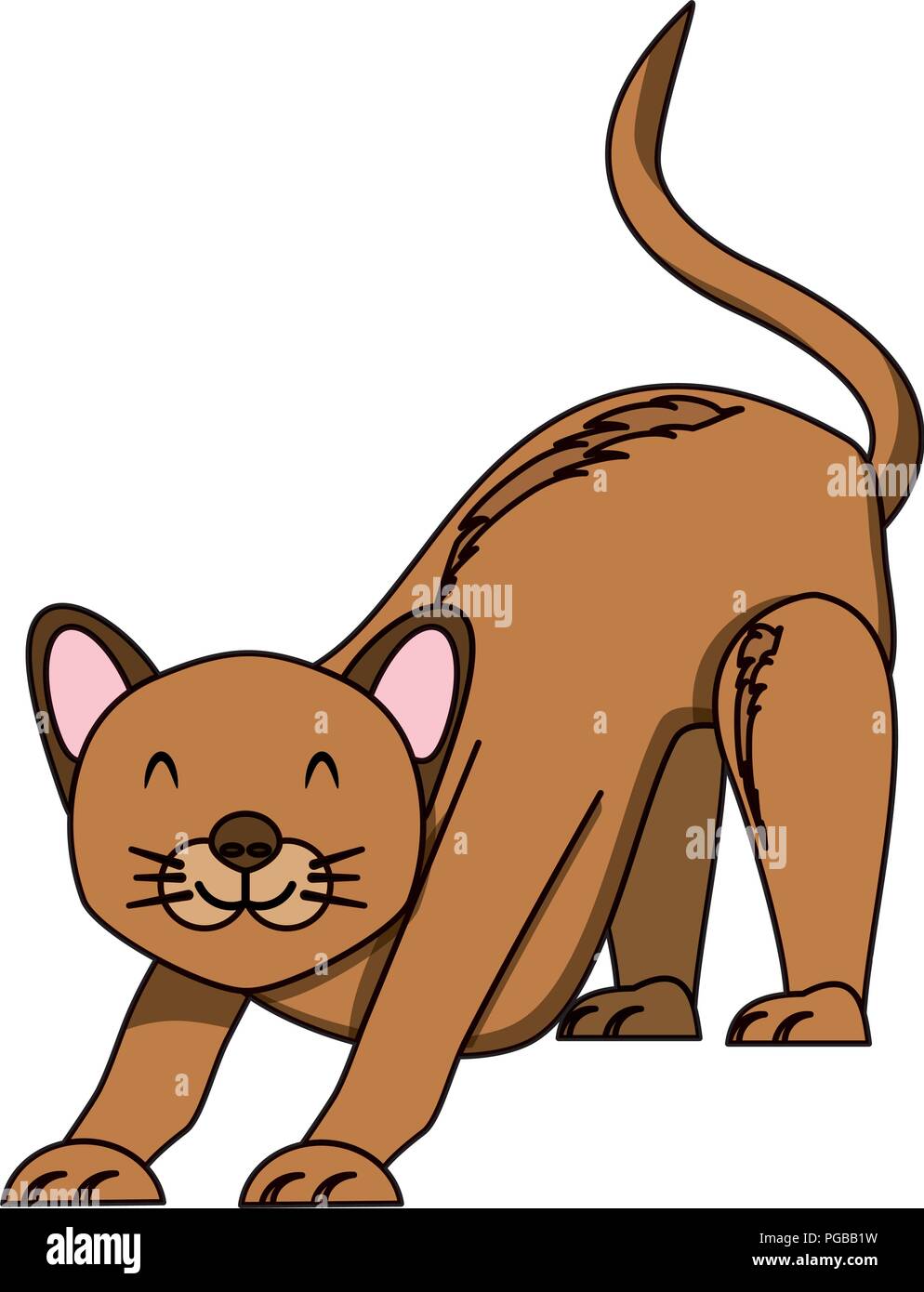 Cute Cat Icon Over White Background Vector Illustration Stock Vector