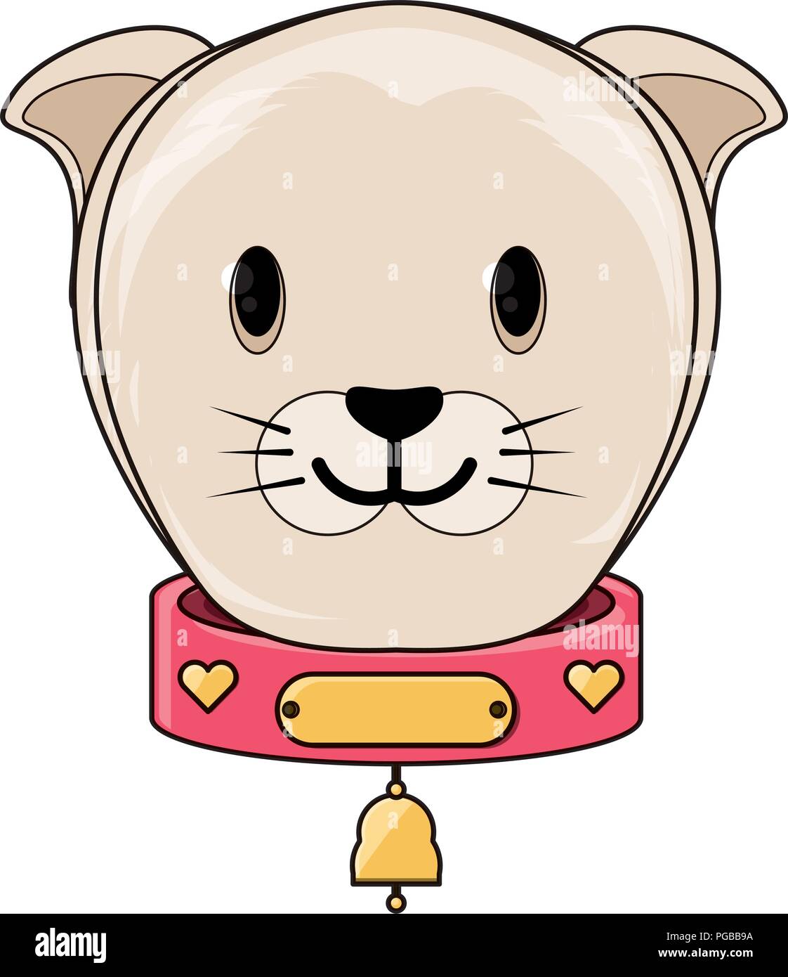 cute cat with collar over white background, vector illustration Stock ...