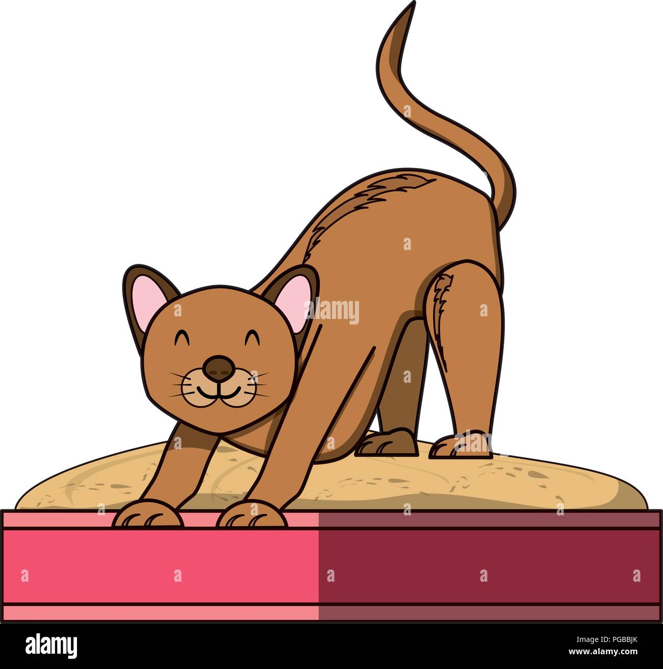 cute kitty in a littler box over white background, colorful design ...