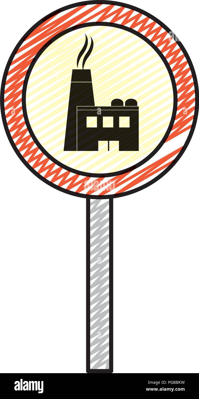 doodle circle caution emblem factory pollution Stock Vector Image & Art ...