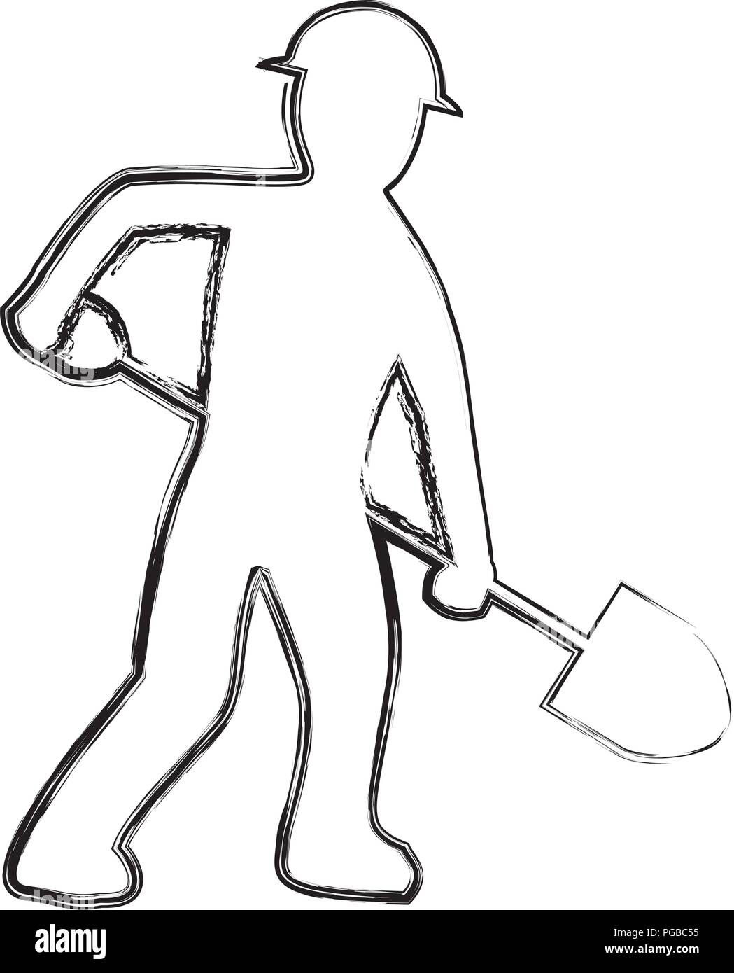 Construction shovel pictogram Black and White Stock Photos & Images - Alamy