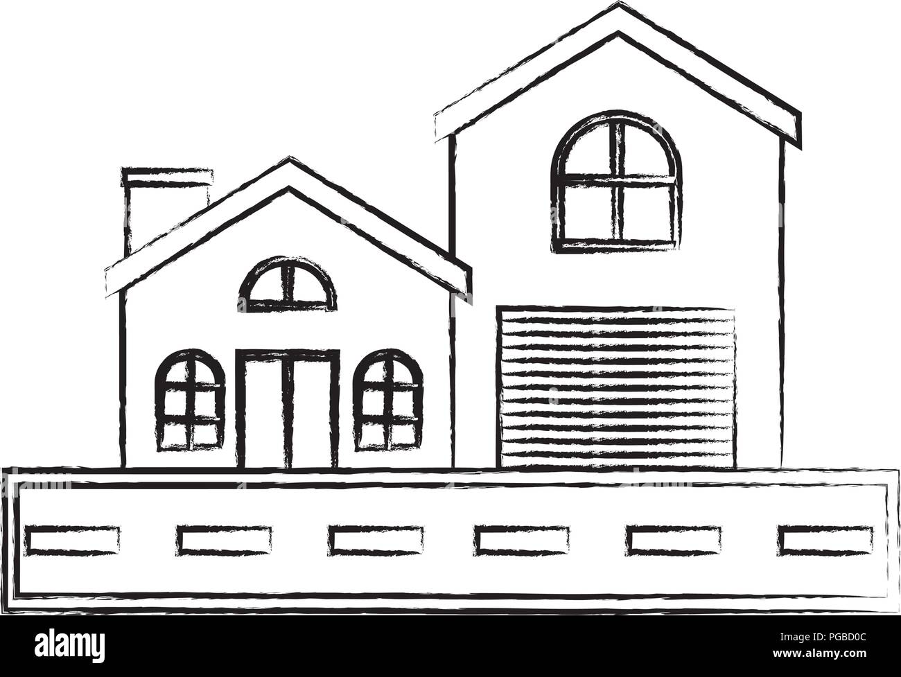 modern house and road over white background, vector illustration Stock ...