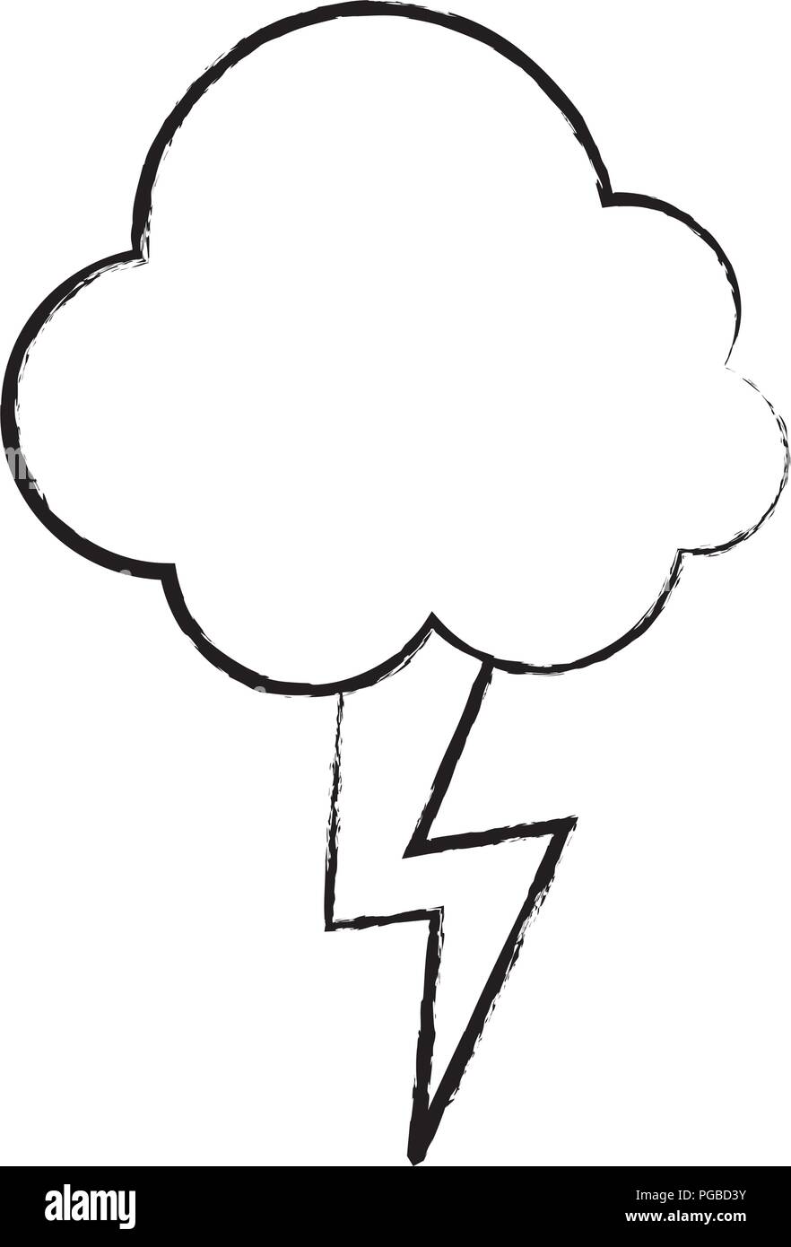 cloud and bolt icon over white background, vector illustration Stock ...