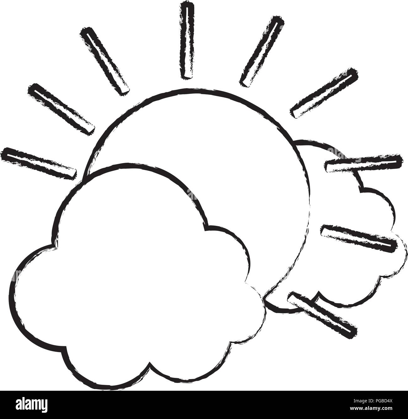sun and clouds over white background, vector illustration Stock Vector ...