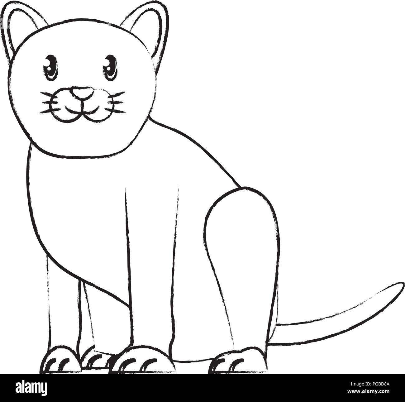 Cute Cat Icon Over White Background Vector Illustration Stock Vector