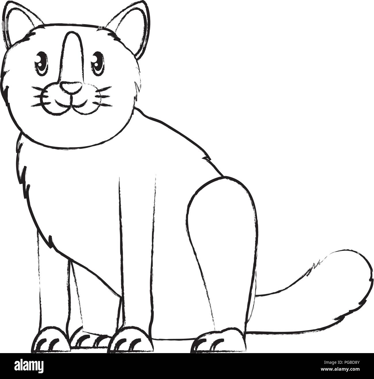 Cute Cat Icon Over White Background Vector Illustration Stock Vector